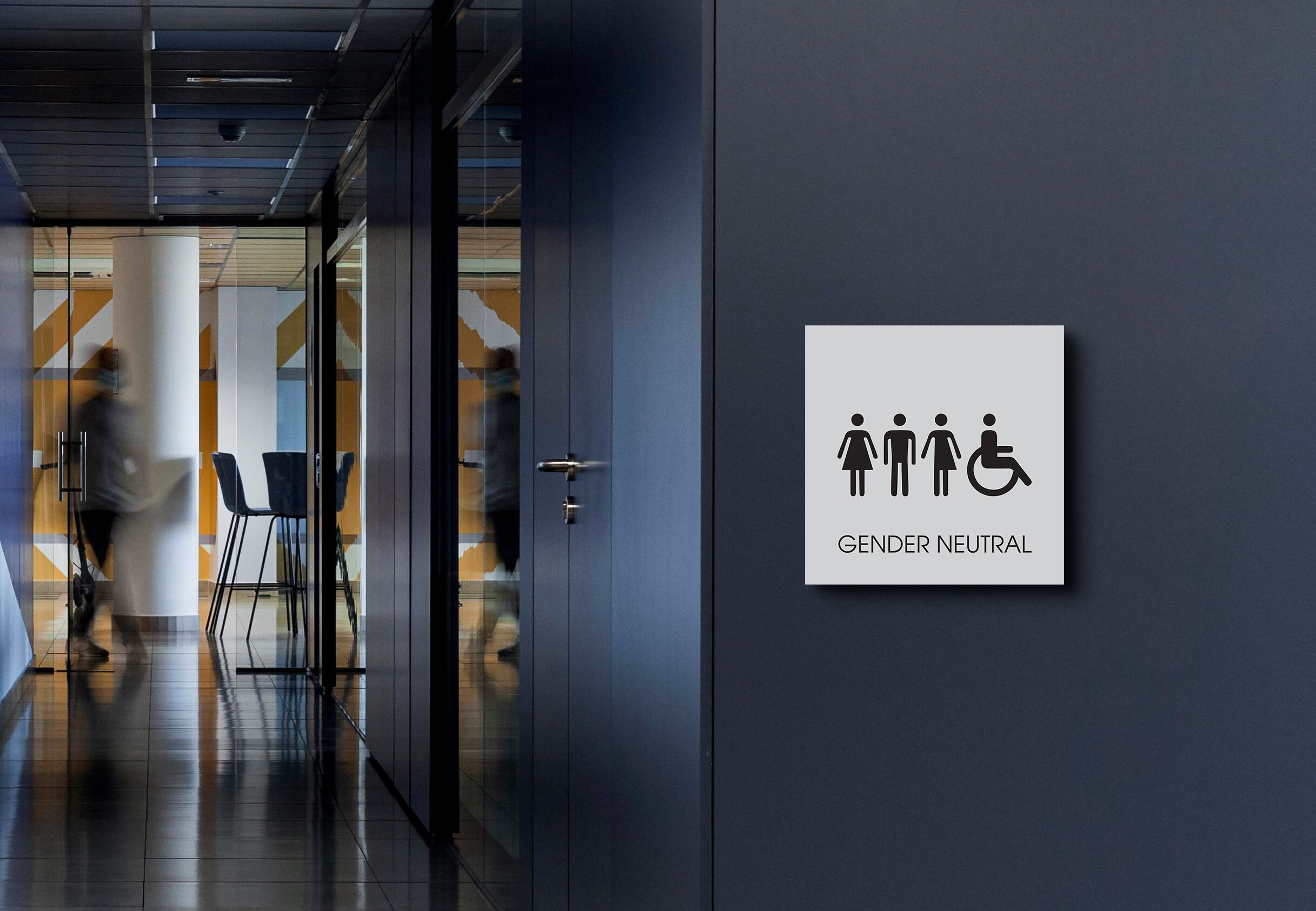 Letrero de WC acrílico minimalista neutro de género - Placa elegante ...