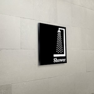 Shower Acrylic Sign Modern Bath Sign for Doors Indoor & Outdoor Laundry ...