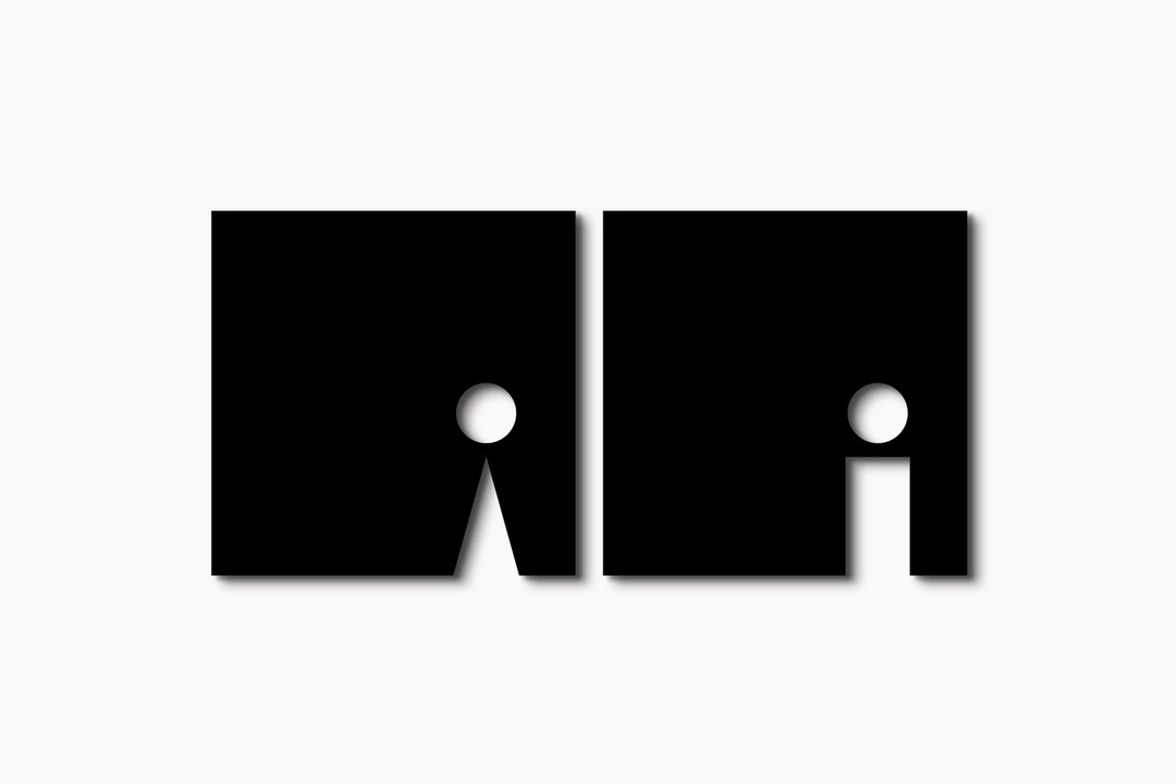 30cm 12in WC Sign Minimalistic Design Acrylic Sign for Doors Toilet ...