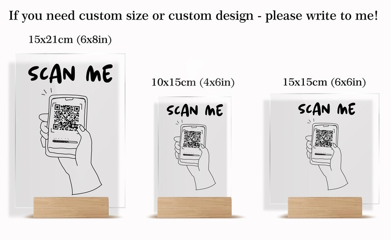Scan Me QR Code Acrylic Sign, Custom Signs, Scan to Pay, Table Sign ...