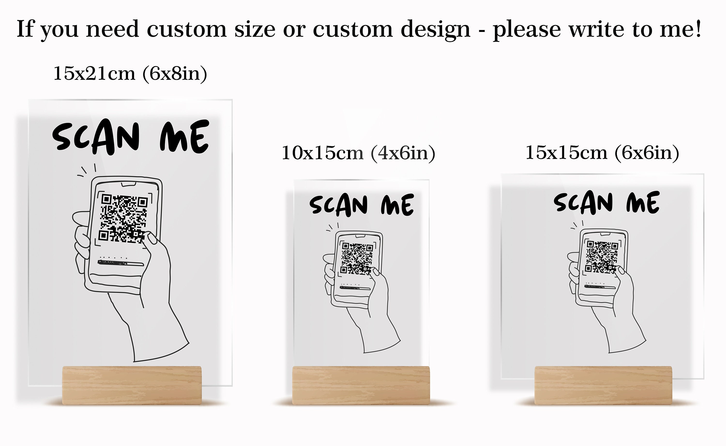 Scan to Pay Sign, QR Code Acrylic Sign With Wooden Block, Custom Signs ...