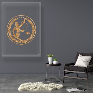 Lady Justice Scale Gold Transparent Wall Art Law Office Decor Acrylic ...