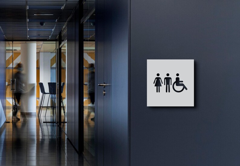 Minimalistic Acrylic WC Restrooms Sign - Elegant Bathroom Toilet Door ...