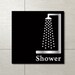 Shower Acrylic Sign Black and Metal Silver Modern Bath Sign for Doors ...