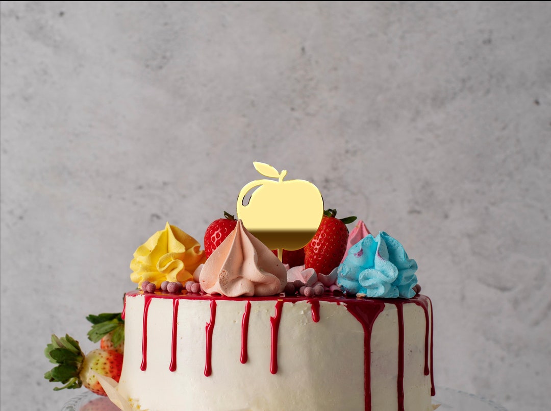 Apple Cake Topper Teacher's Cake Decor Gift for Teacher Golden Silver ...