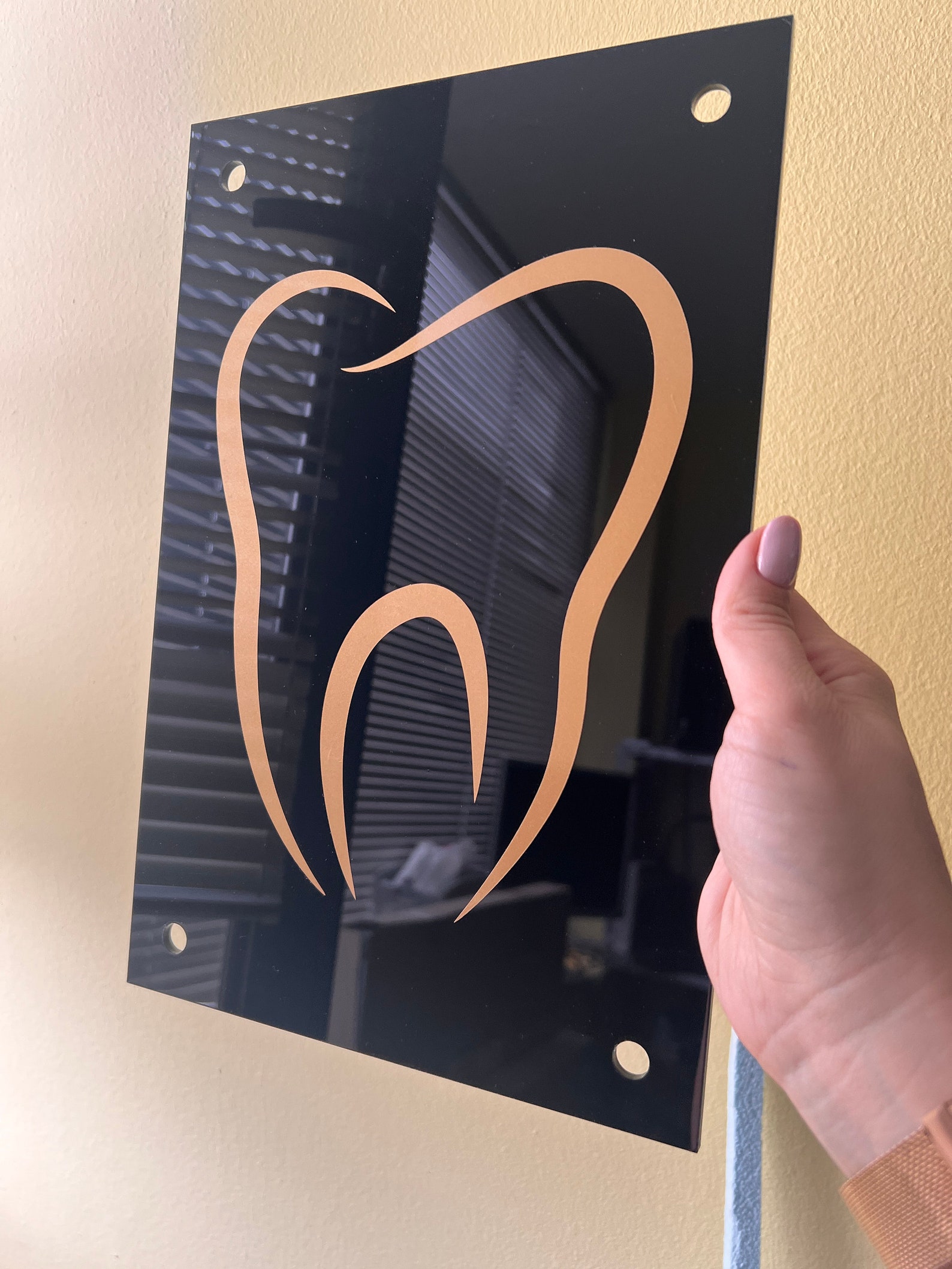 Golden Tooth Acrylic Glass Wall Art: Dentist Office Decor - Etsy