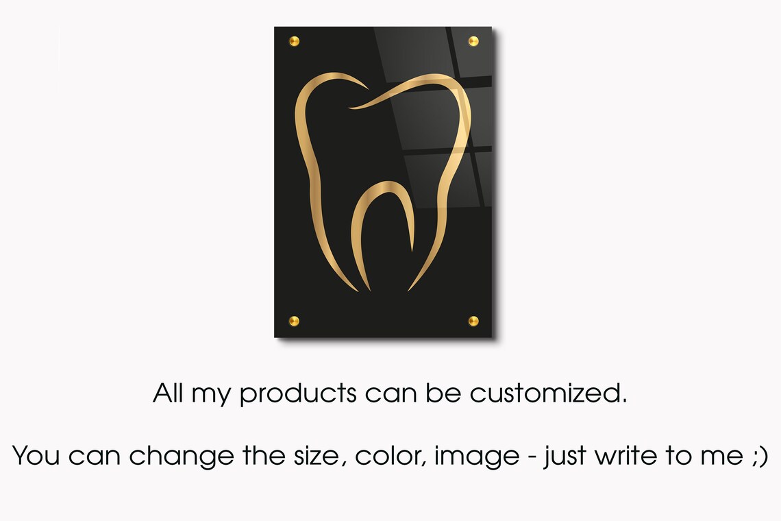 Golden Tooth Acrylic Glass Wall Art: Dentist Office Decor - Etsy