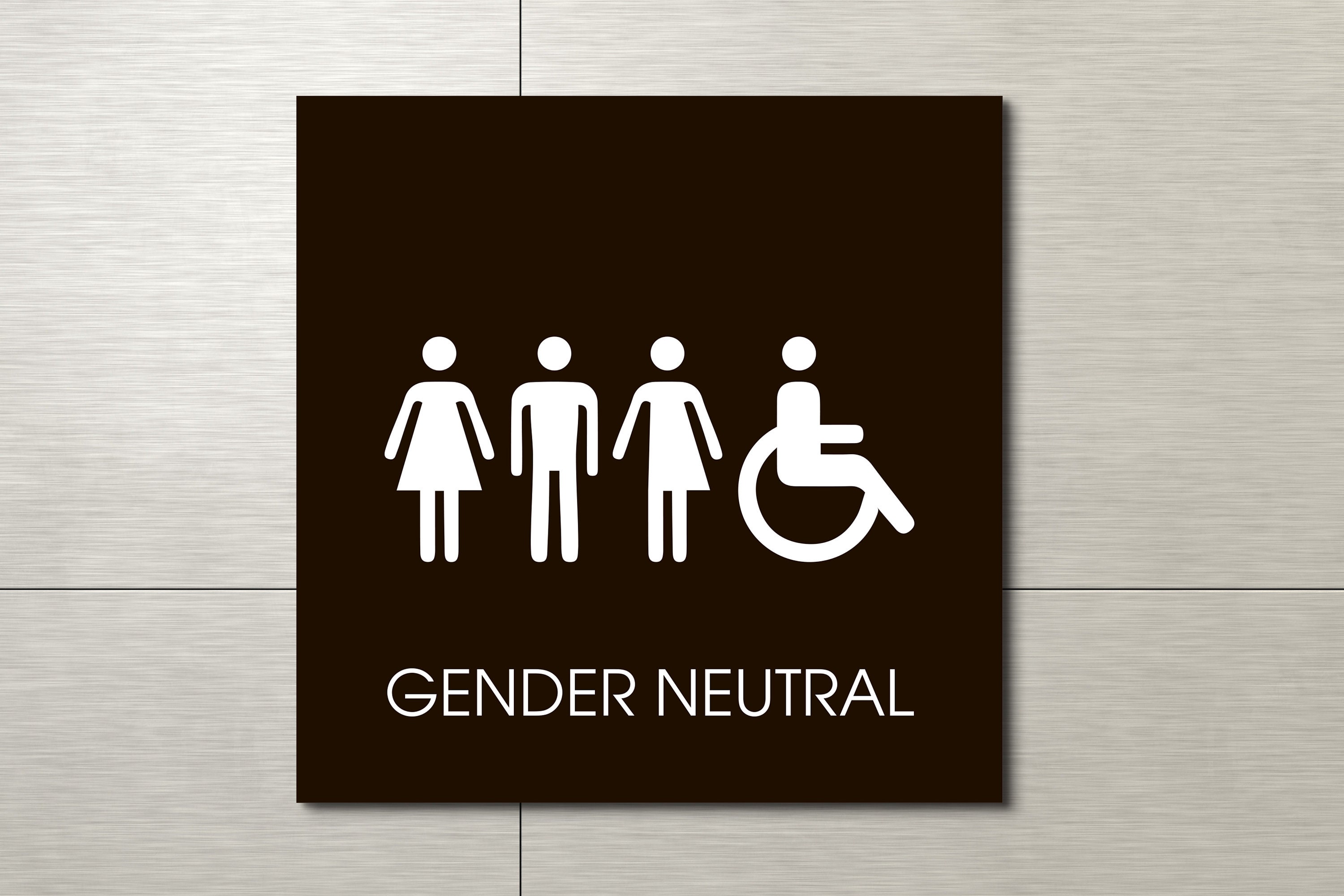 Letrero de WC acrílico minimalista neutro de género - Placa elegante ...