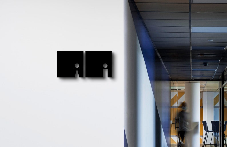 20cm 8in WC Sign Minimalistic Design Acrylic Sign for Doors Toilet ...