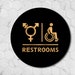 Round WC Sign Modern Black Gold Acrylic Restroom Sign for - Etsy