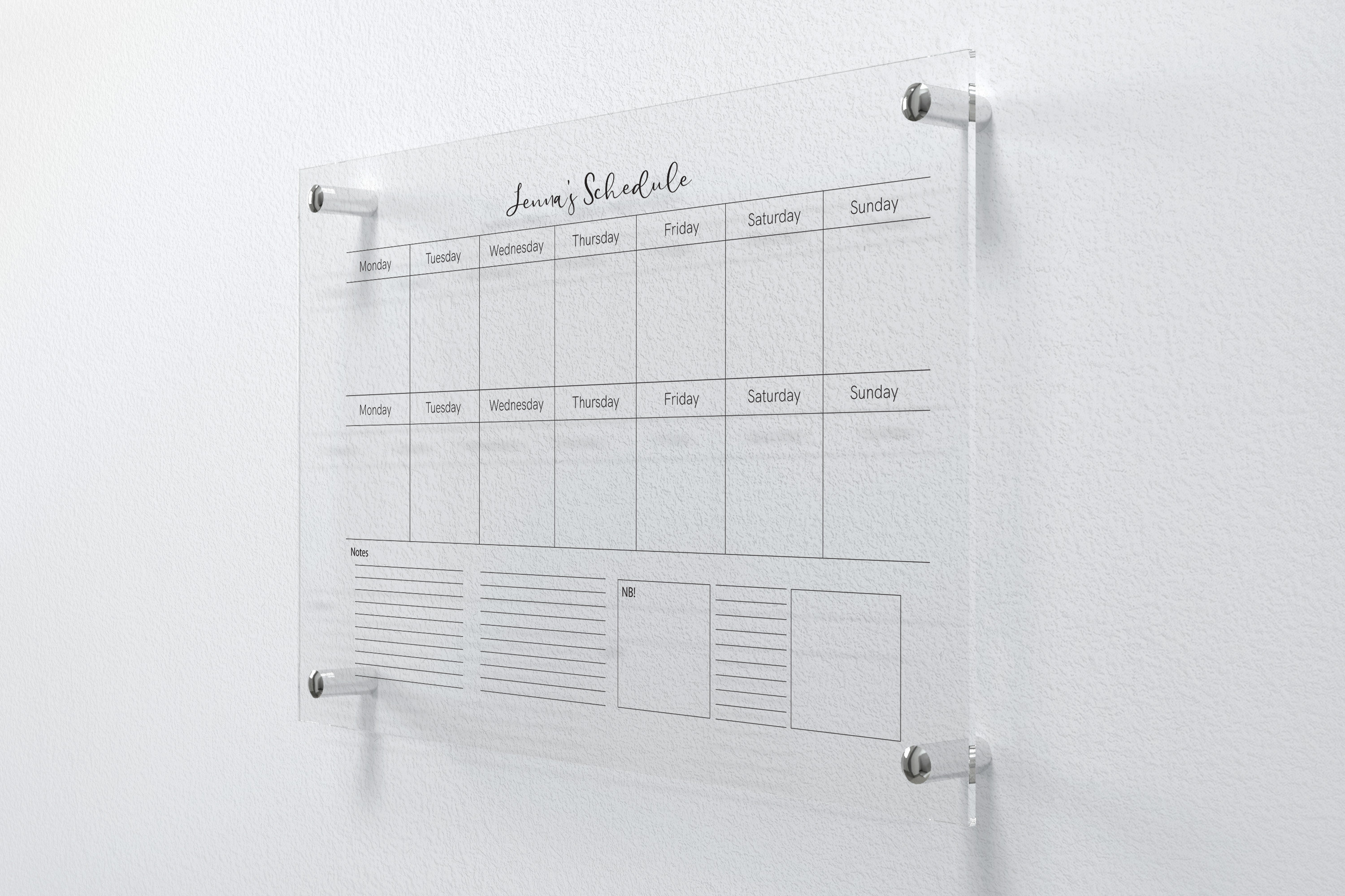 Personalized Schedule, Weekly Acrylic Wall Planner, to Do List, Home ...