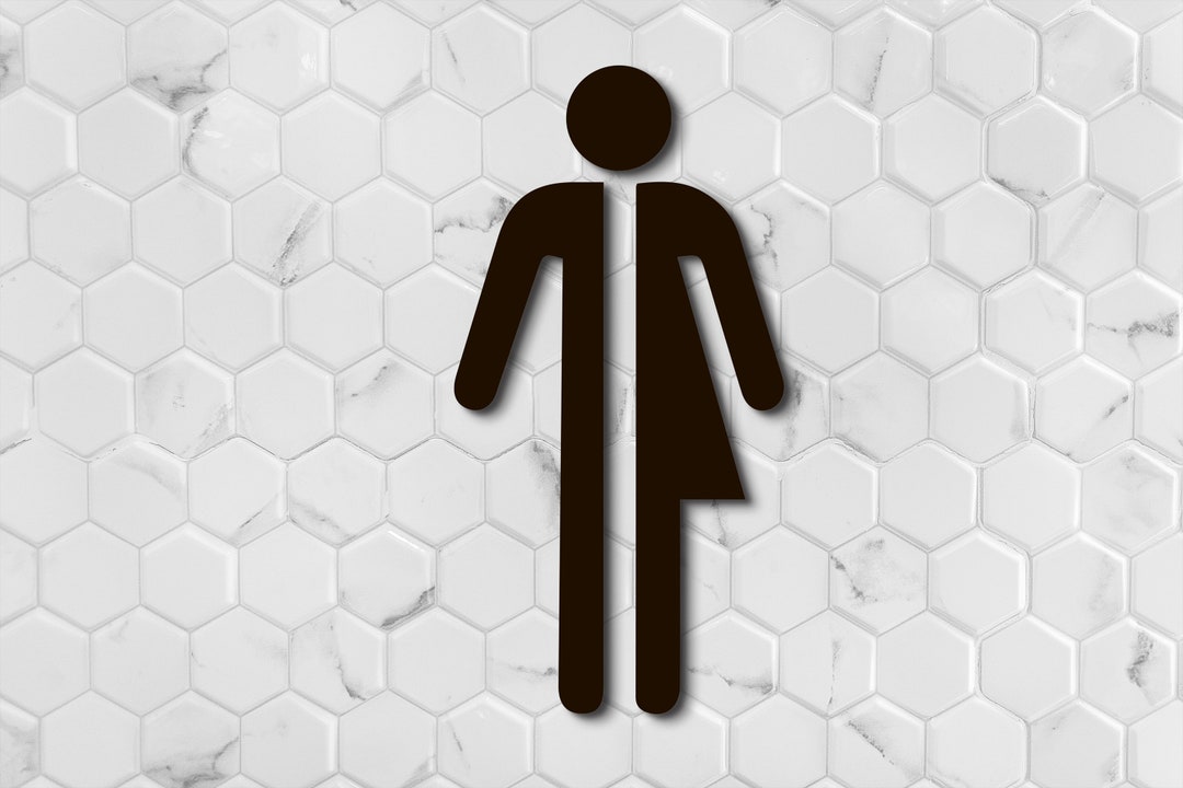 Unisex WC Sign, Modern Acrylic Male Female Restroom Door Plaque, All ...