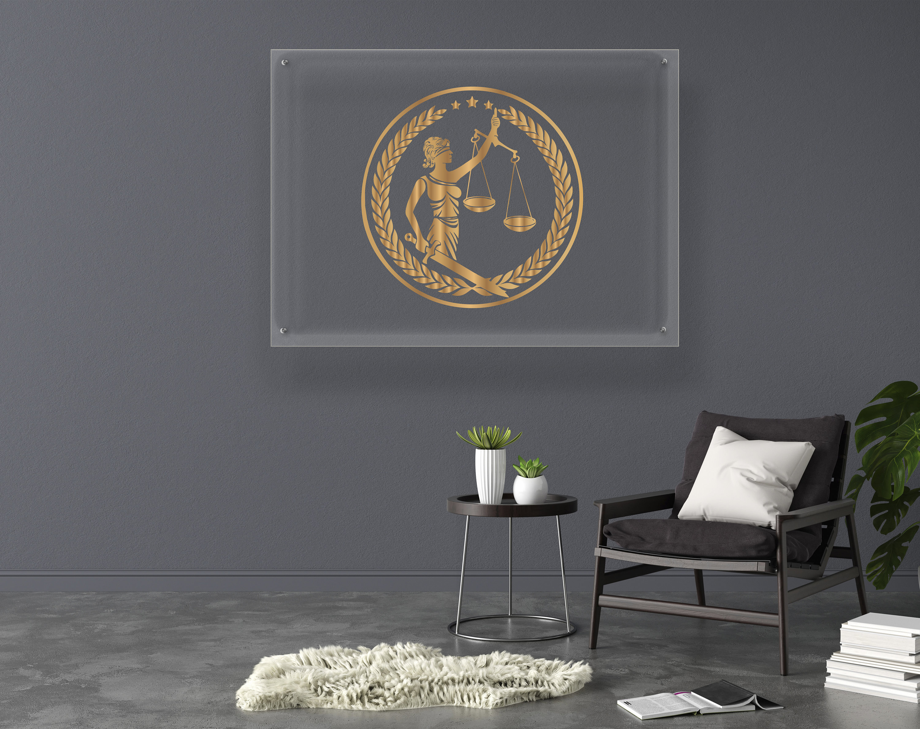 Lady Justice Scale Gold Transparent Wall Art Law Office Decor Acrylic ...