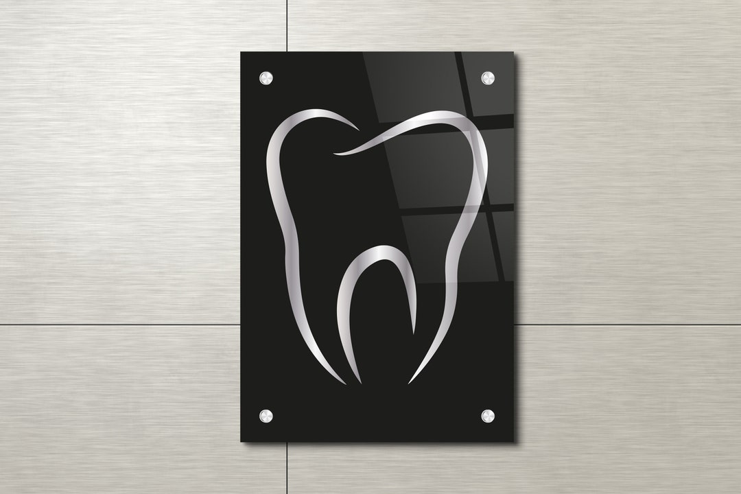 Modern Silver Tooth Acrylic Glass Wall Art - Dentist Office Decor ...