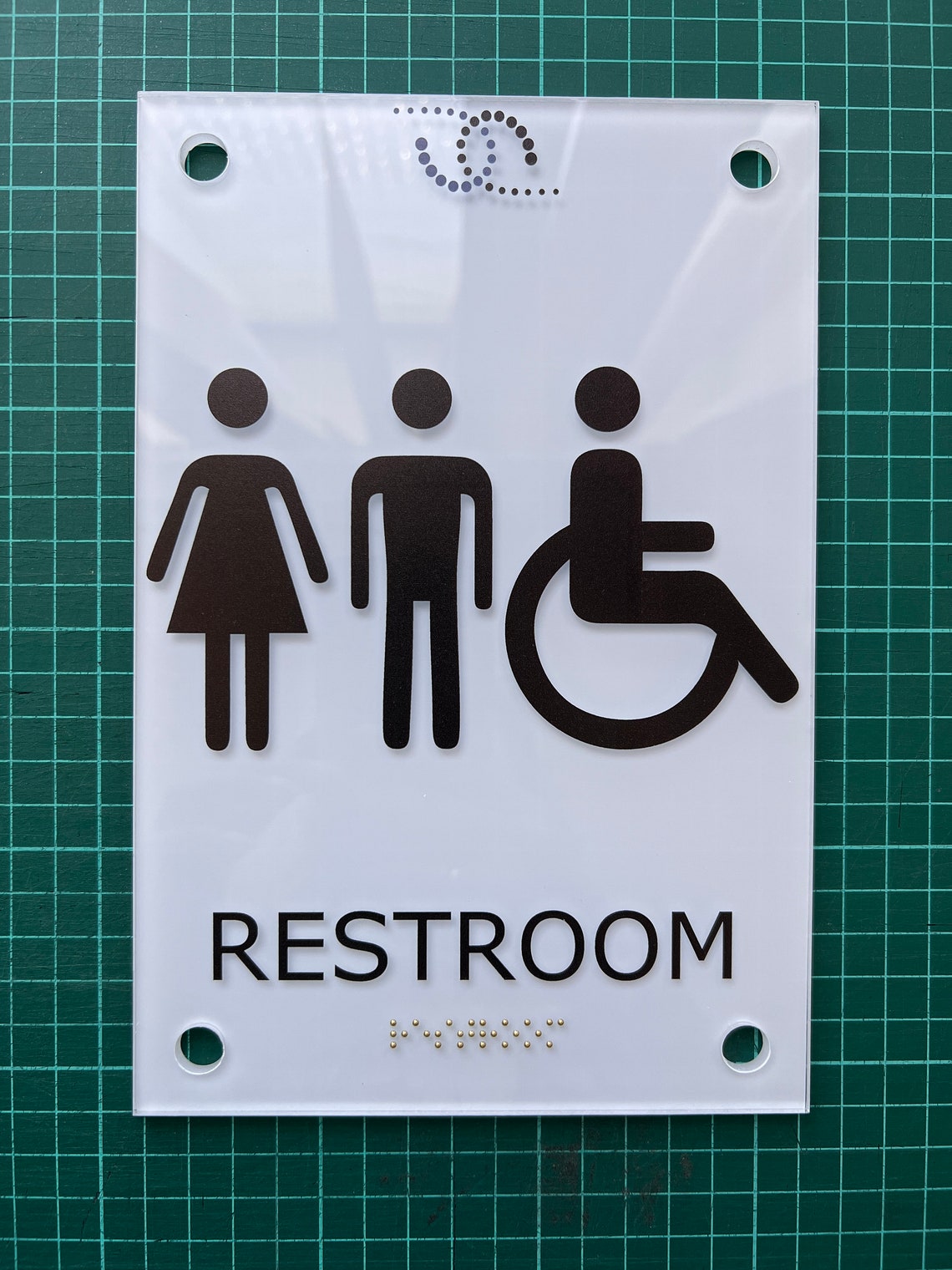 Restroom Sign Braille Dots ADA Complain WC All Gender Man - Etsy