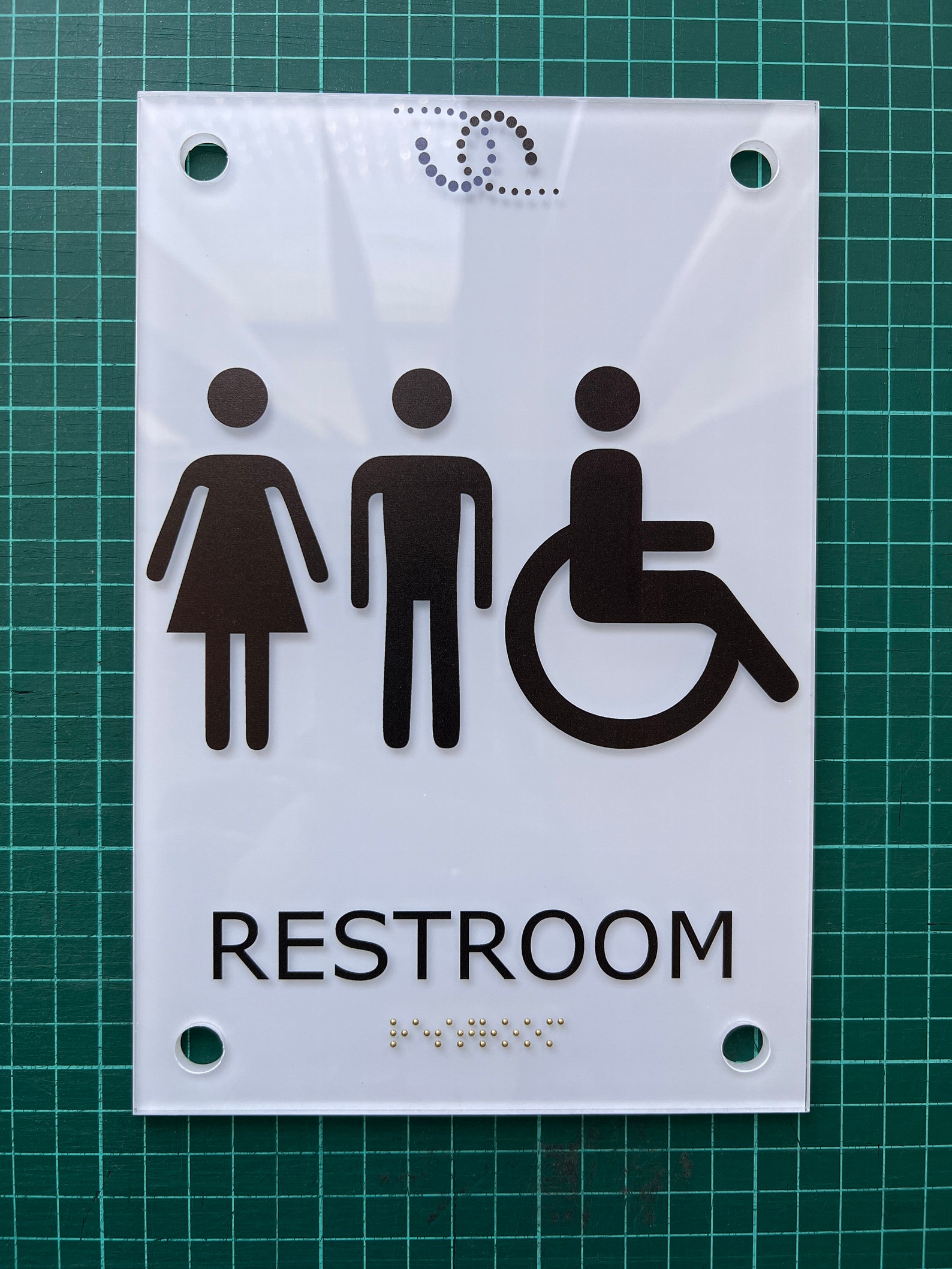 Restroom Sign Braille Dots ADA Complain WC All Gender Man - Etsy