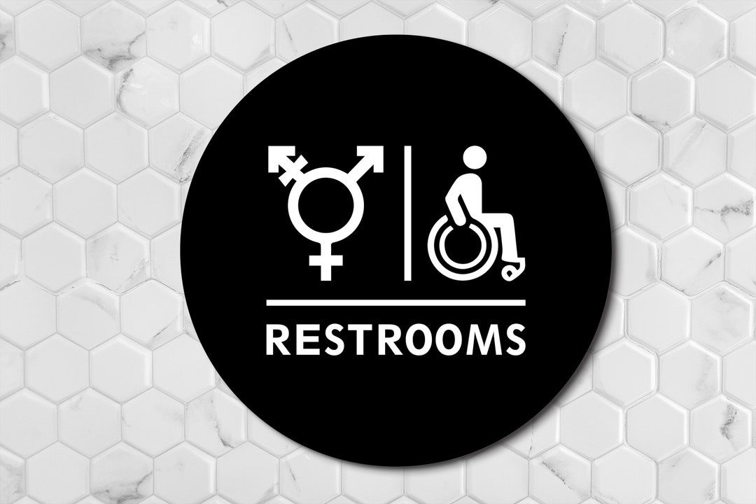 Modern Unisex WC Sign Modern Acrylic Restroom Door Sign All Gender ...