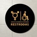 Round WC Sign Modern Black Gold Acrylic Restroom Sign for - Etsy