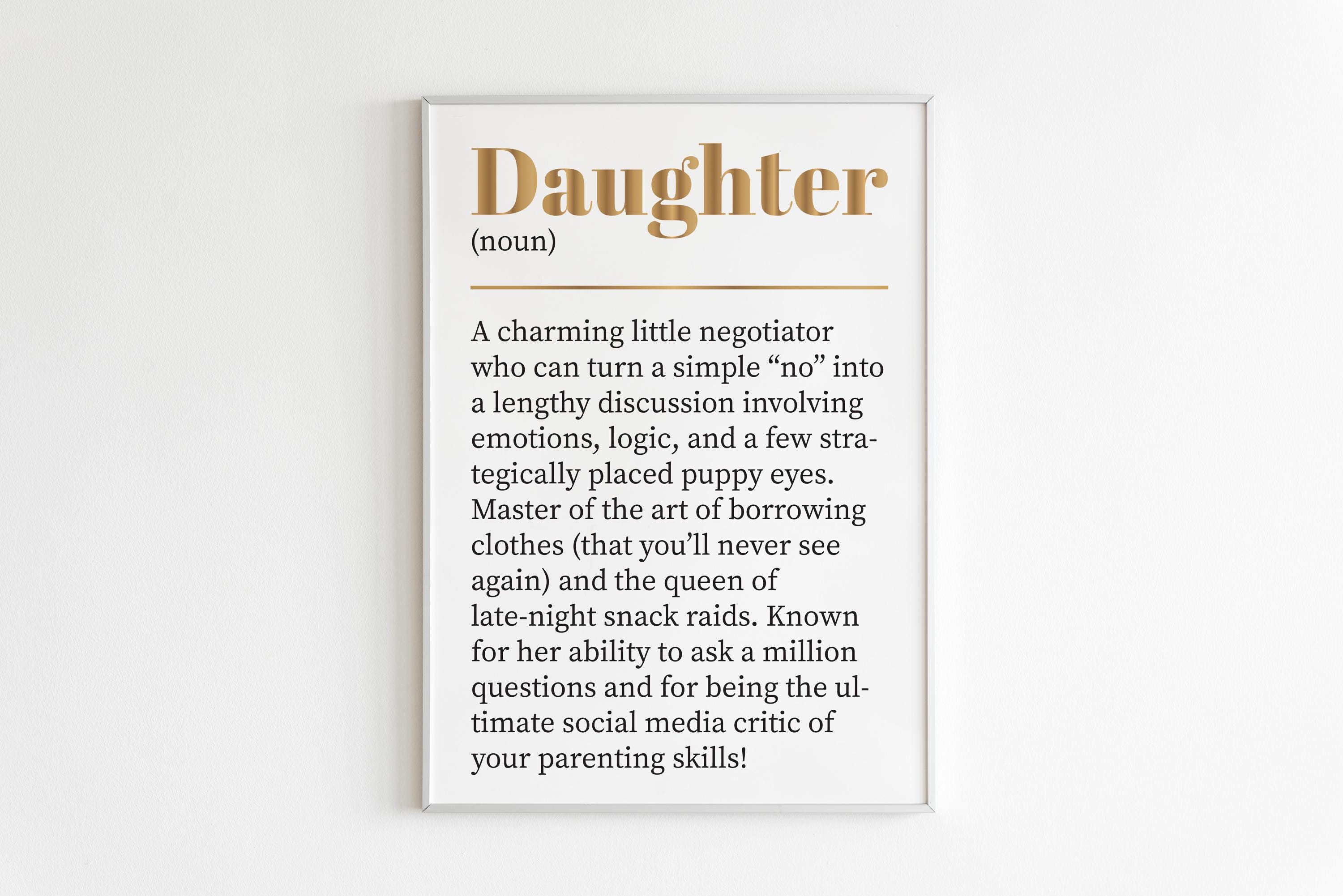 Daughter Definition Poster: Funny Black and Gold Wall Art - Etsy