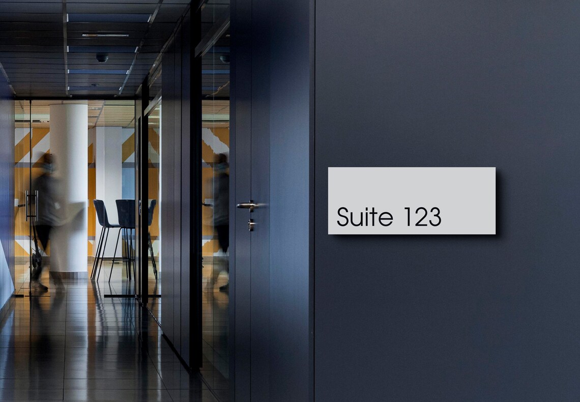 Modern Acrylic Glass Suite Number Sign - Personalized Office Door ...