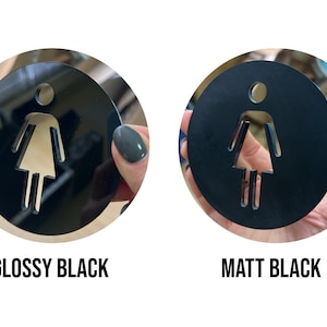 Round Unisex WC Sign Modern Black Silver Acrylic Restroom Sign for ...
