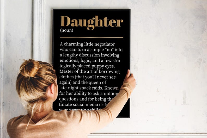 Daughter Definition Poster: Funny Black and Gold Wall Art - Etsy