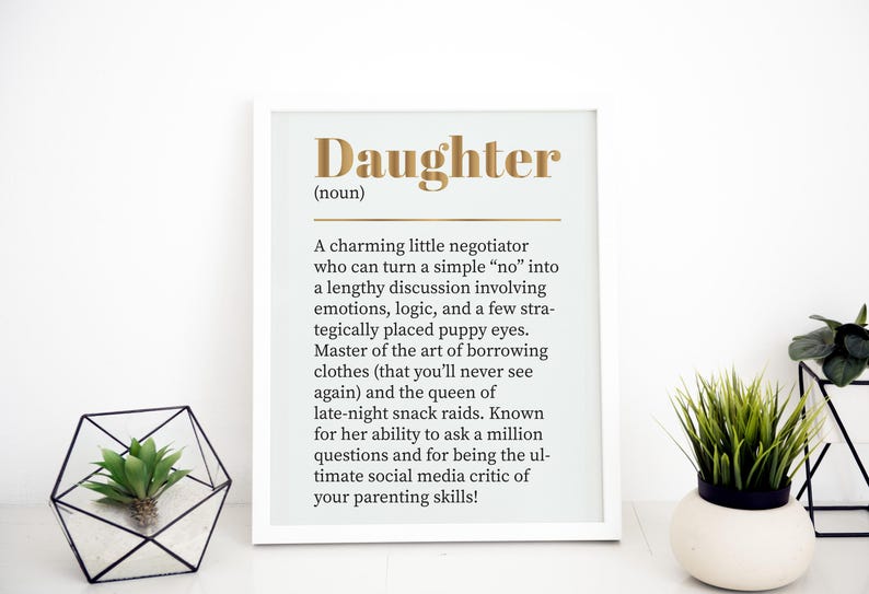 Daughter Definition Poster: Funny Black and Gold Wall Art - Etsy