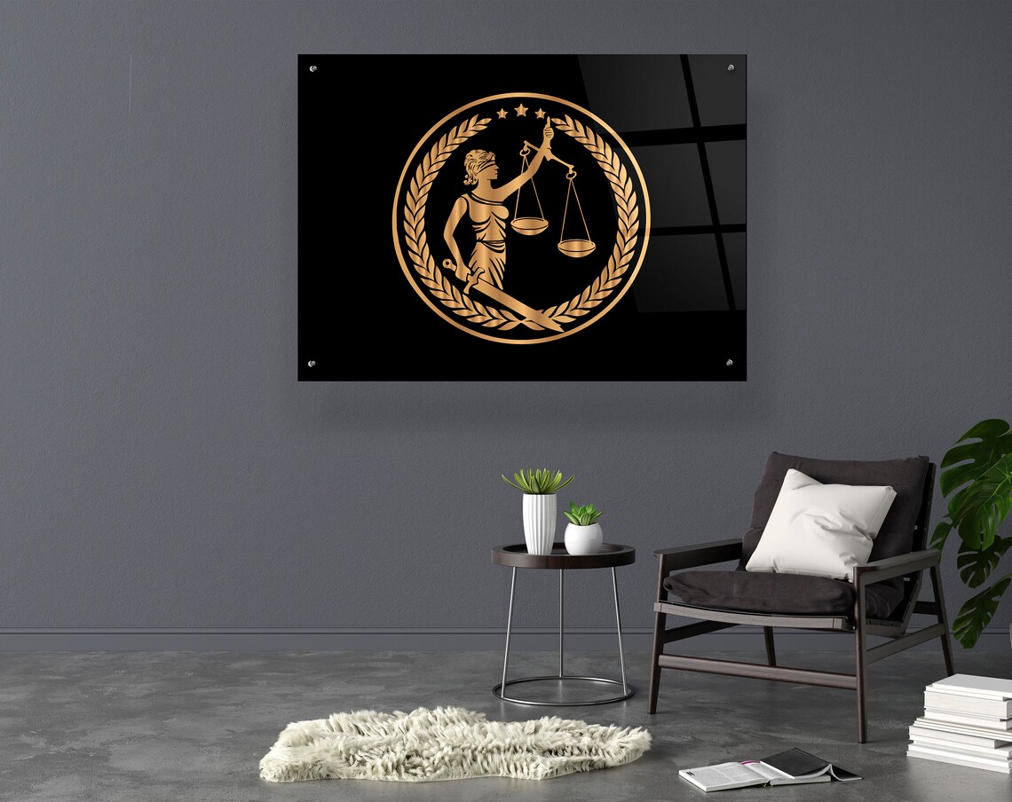 Lady Justice Scale Black & Gold Wall Art Law Office Decor - Etsy UK