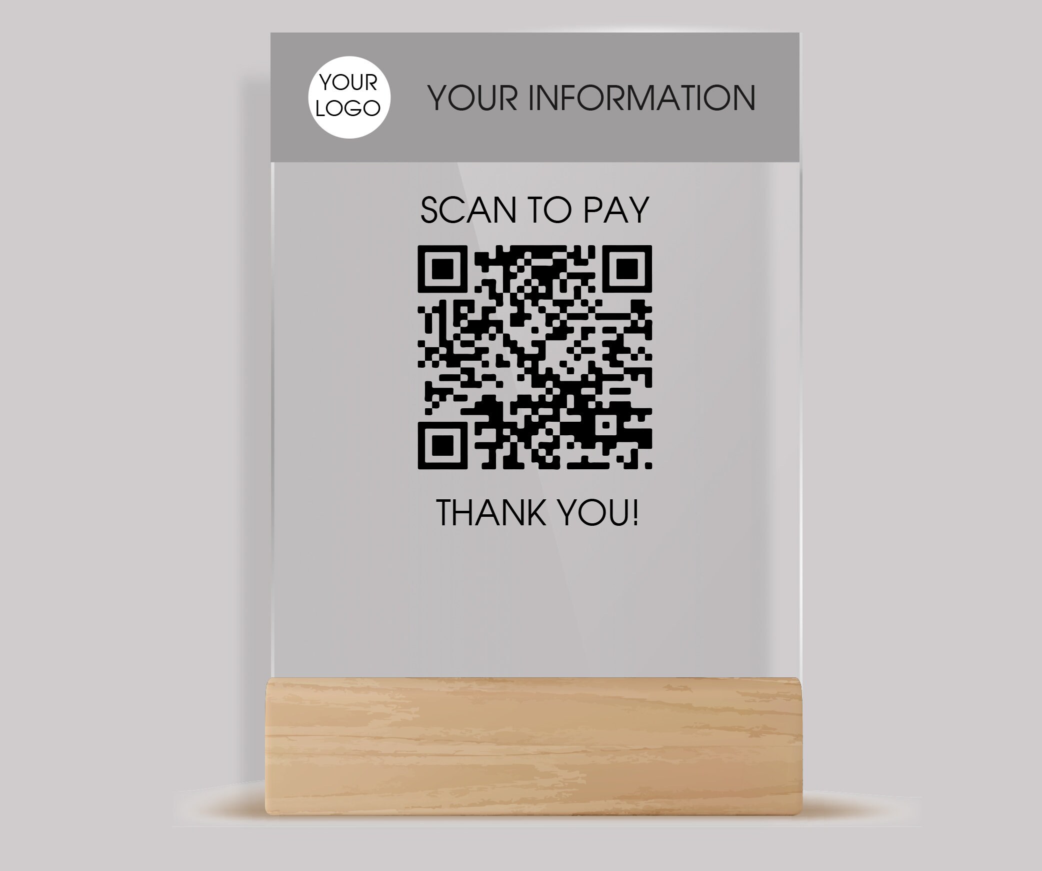 Scan to Pay Sign, QR Code Acrylic Sign With Wooden Block, Custom Signs ...