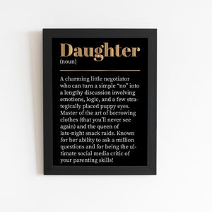 Daughter Definition Poster: Funny Black and Gold Wall Art - Etsy