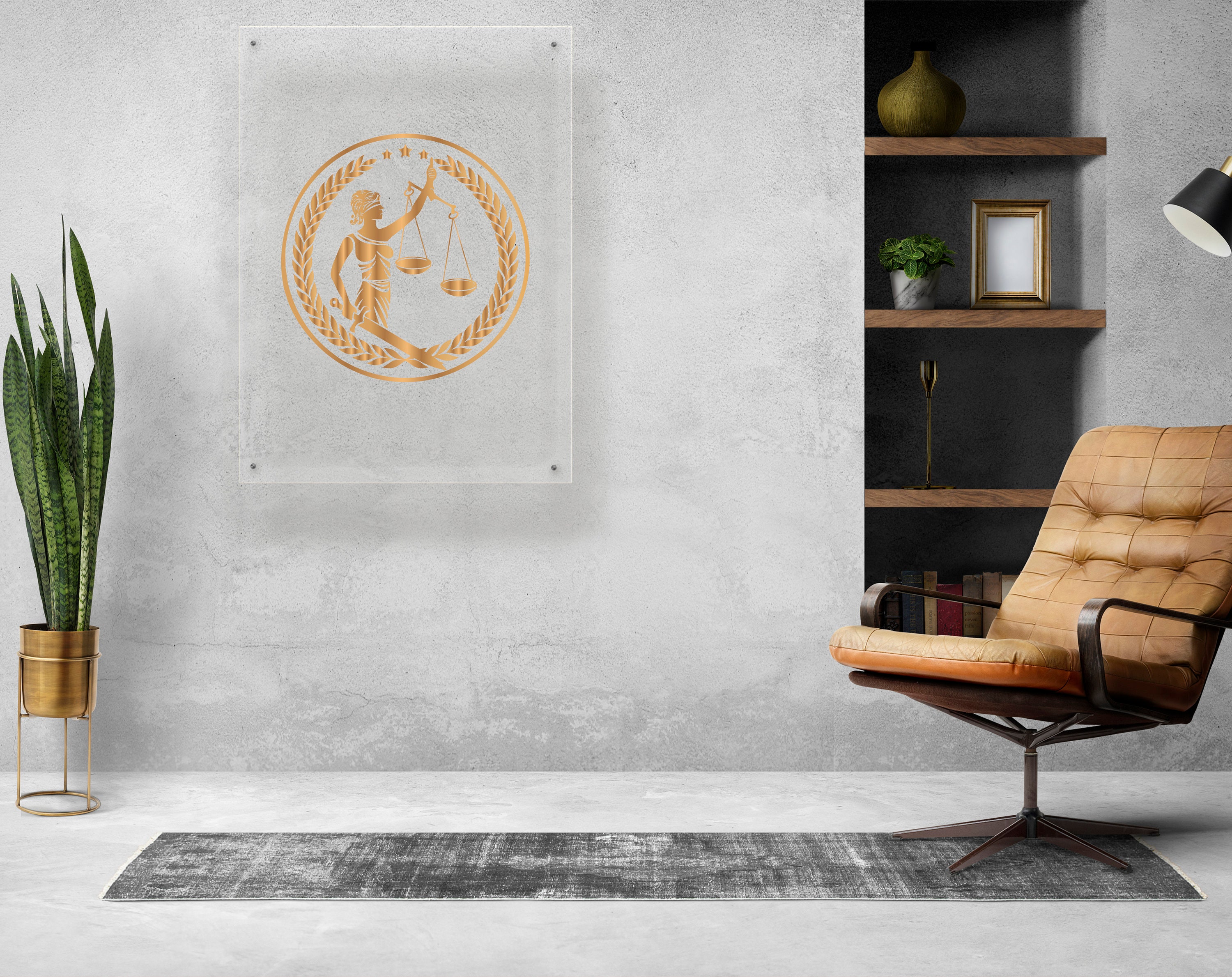 Lady Justice Scale Gold Transparent Wall Art Law Office Decor Acrylic ...