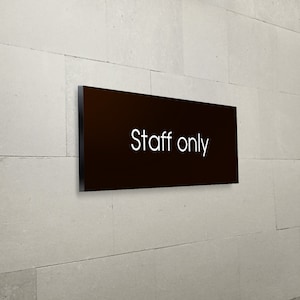 Modern Acrylic Glass Sign Staff Only - Elegant Office Door Plaque ...