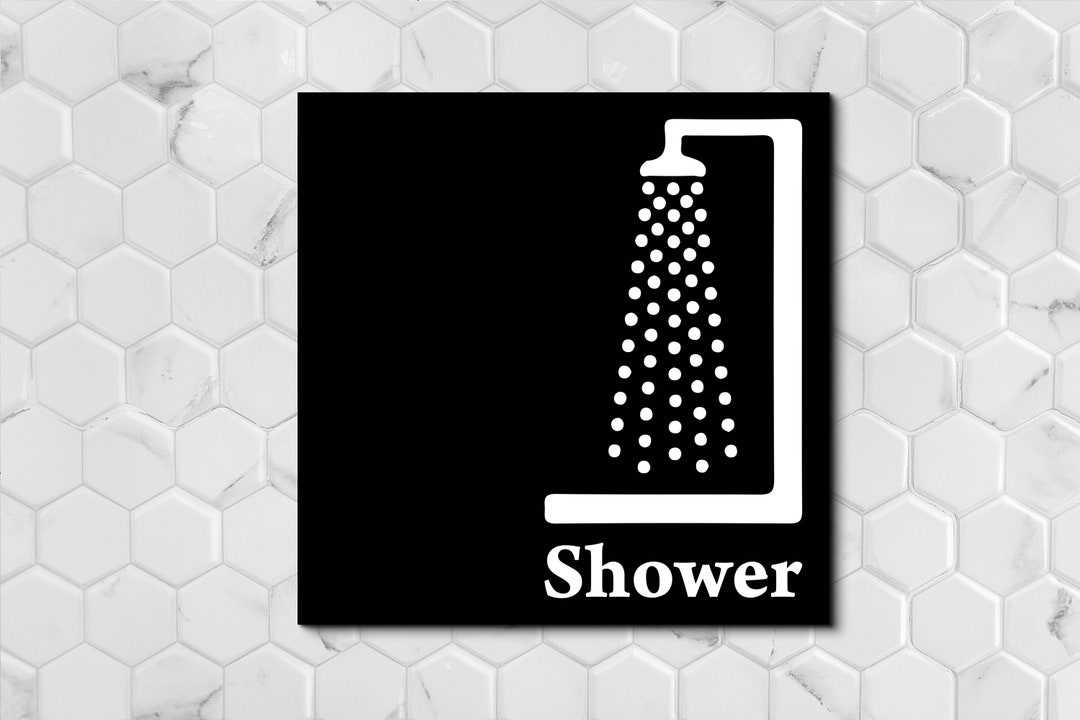 Shower Acrylic Sign Modern Bath Sign for Doors Indoor & Outdoor Laundry ...