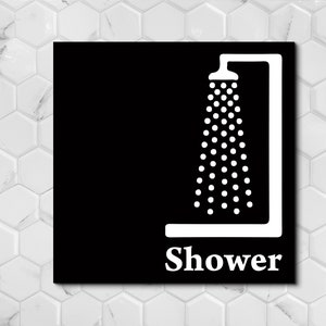 Shower Acrylic Sign Modern Bath Sign for Doors Indoor & Outdoor Laundry ...