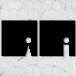 20cm 8in WC Sign Minimalistic Design Acrylic Sign for Doors Toilet ...