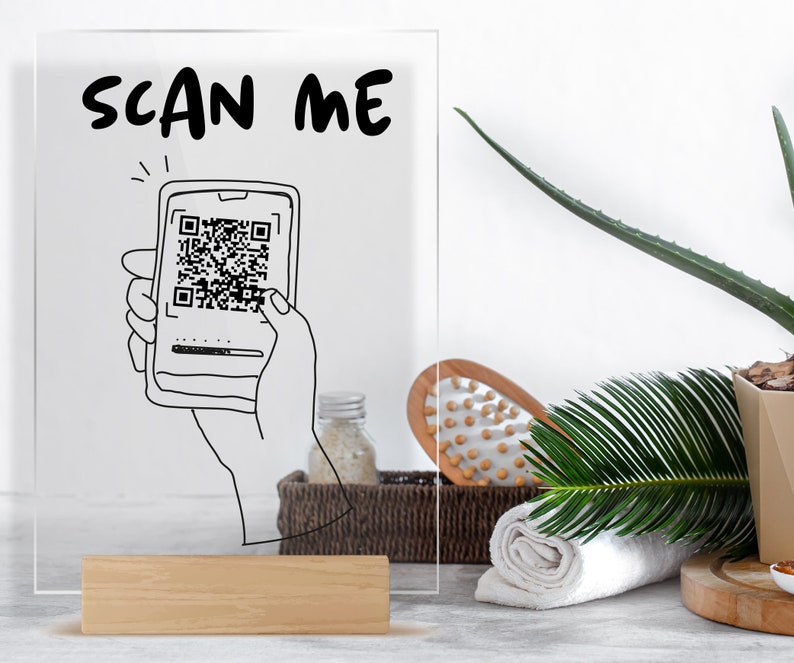 Scan Me QR Code Acrylic Sign, Custom Signs, Scan to Pay, Table Sign ...