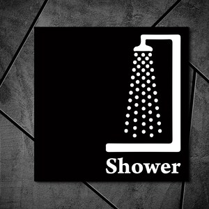 Shower Acrylic Sign Modern Bath Sign for Doors Indoor & Outdoor Laundry ...