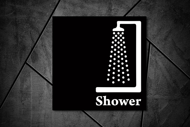 Shower Acrylic Sign Modern Bath Sign for Doors Indoor & Outdoor Laundry ...