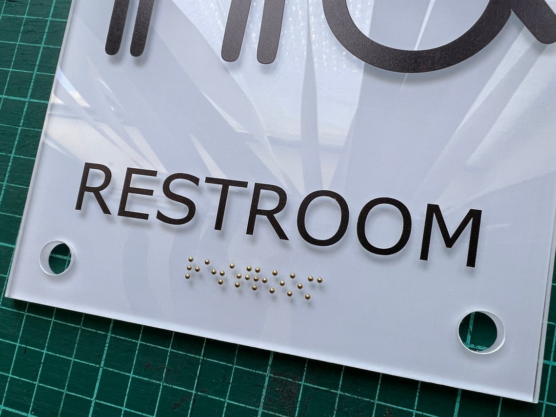 Restroom Sign Braille Dots ADA Complain WC All Gender Man - Etsy