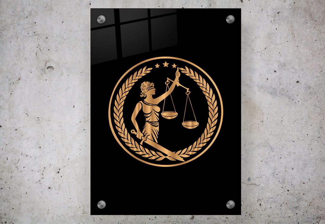 Lady Justice Scale Black & Gold Wall Art - Law Office Decor - Acrylic ...