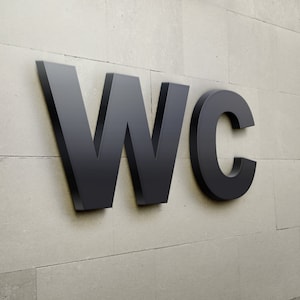 WC Bathroom 3D Sign, Directional Restroom Sign, Personalized Glass ...