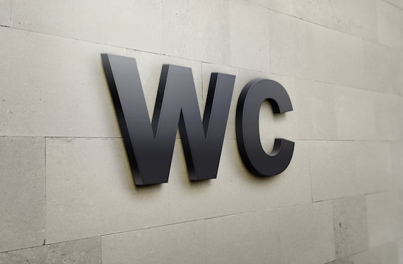 WC Bathroom 3D Sign Directional Restroom Sign Personalized - Etsy