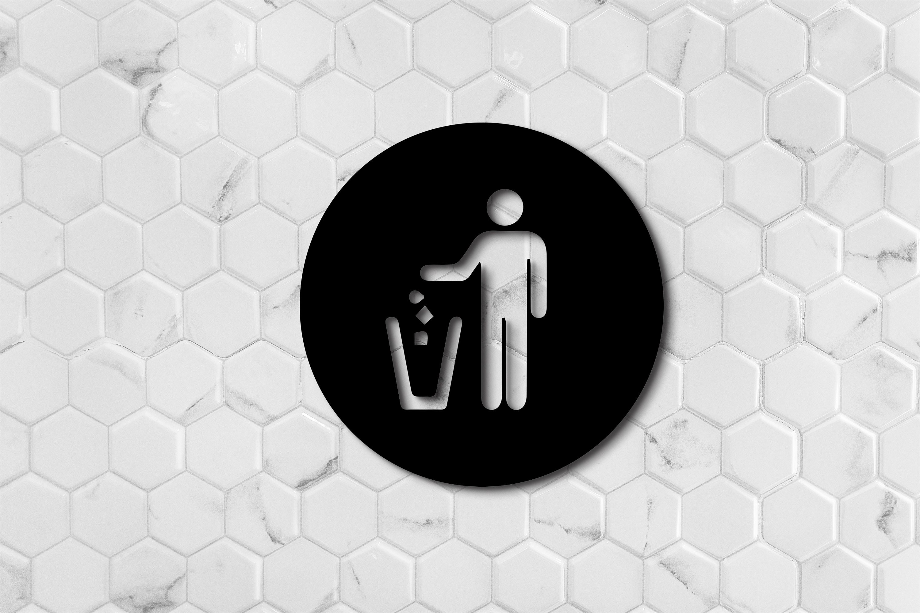 Trash Can Sign Modern Acrylic Bin Sign for Doors Sign for Hotel Office ...