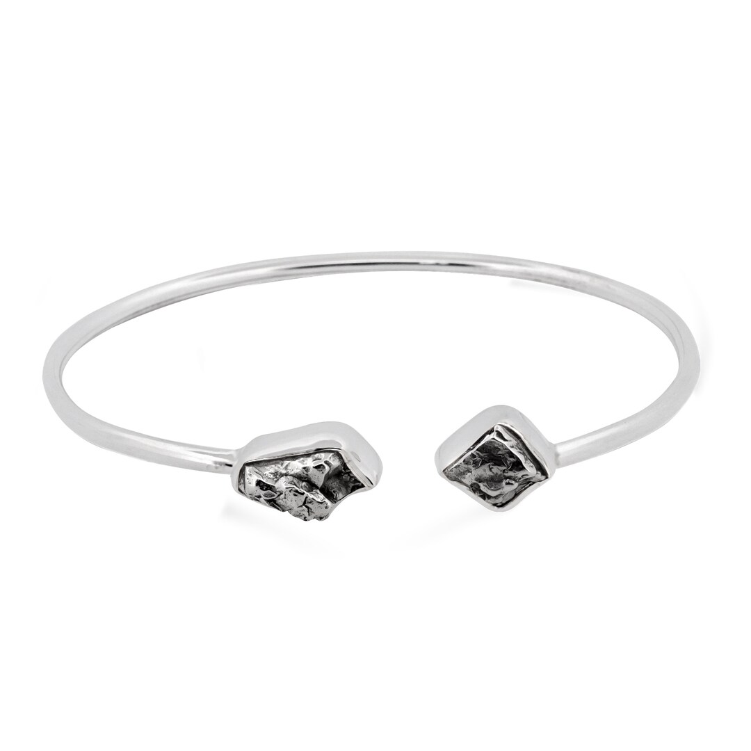 Raw Meteorite Bangle Silver Cuff Bangle Meteorite Twister Bangle August ...