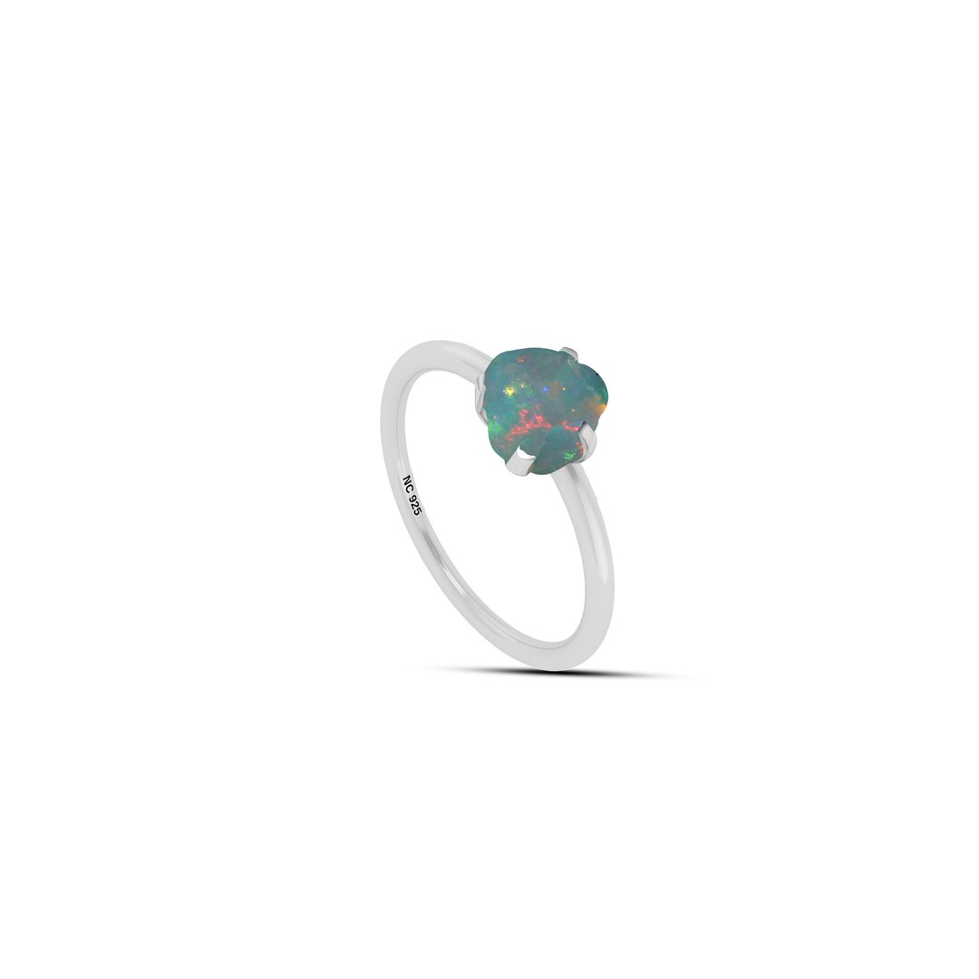 Ethiopian Opal Ring October Birthstone Rings Rough Ethiopian Opal Ring ...