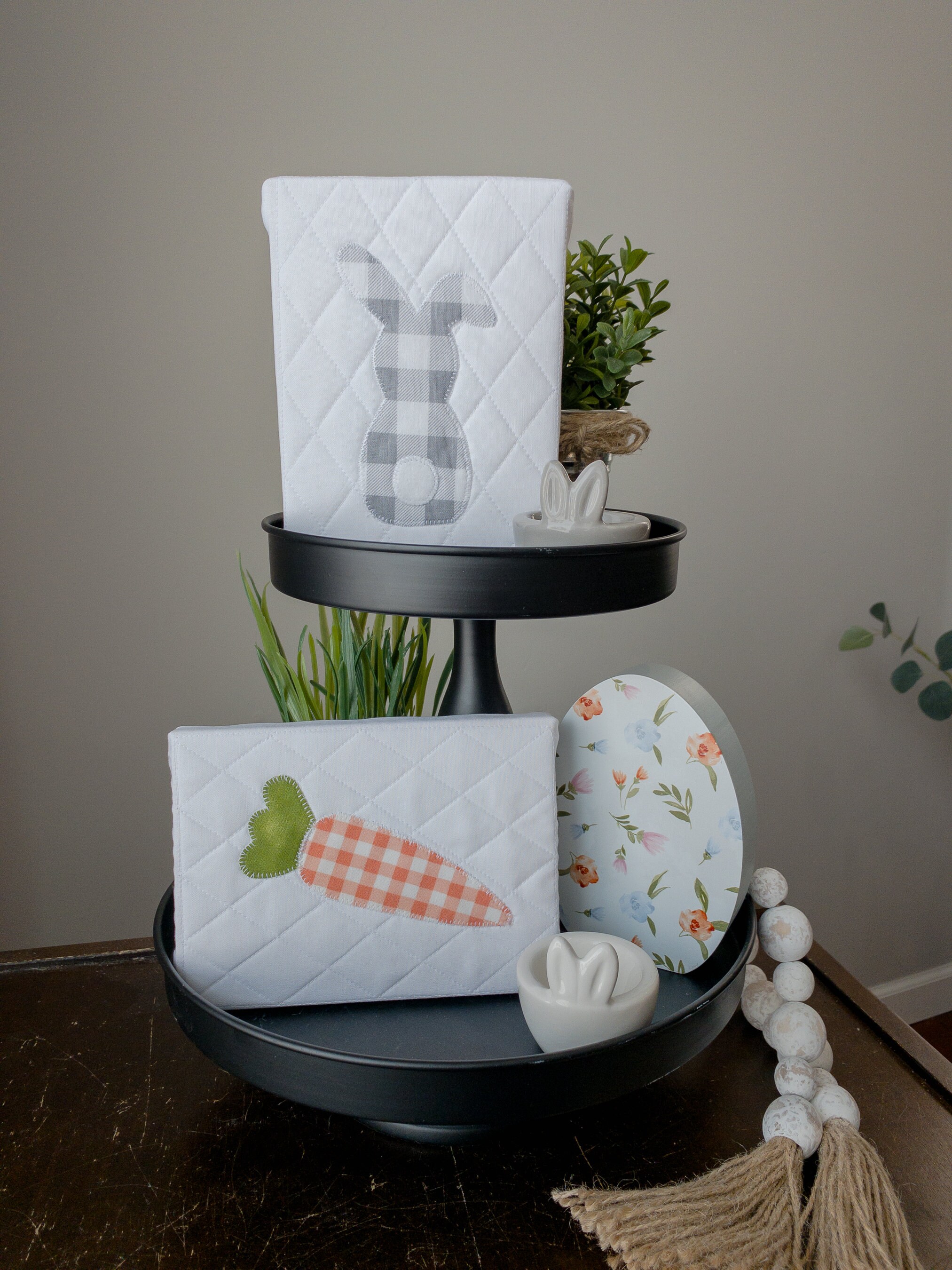 Farmhouse Tier Tray Décor | Easter Tiered Tray | Buffalo Plaid Mini ...