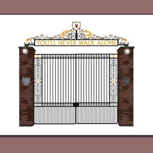 Shankly Gates at Anfield Original Print. Liverpool FC Wall Art Present ...