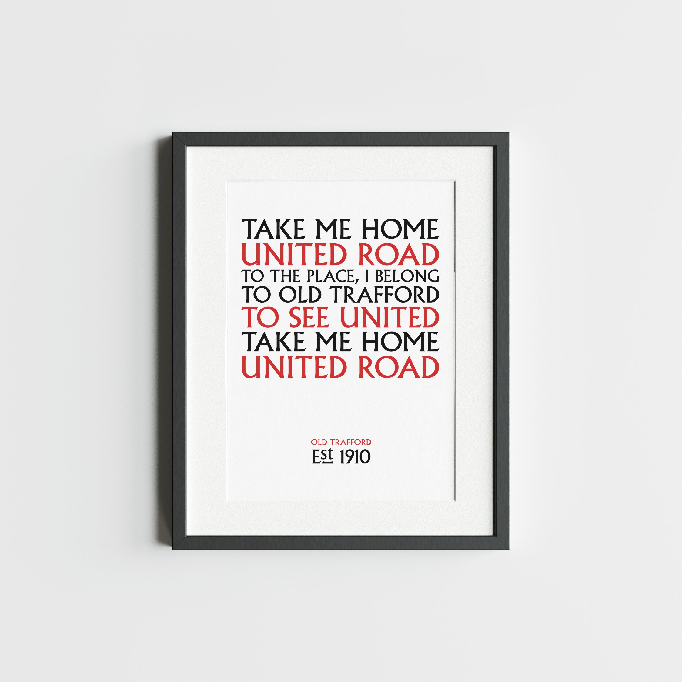 Manchester United FC Old Trafford Chant Art Print: Take Me Home - Etsy UK
