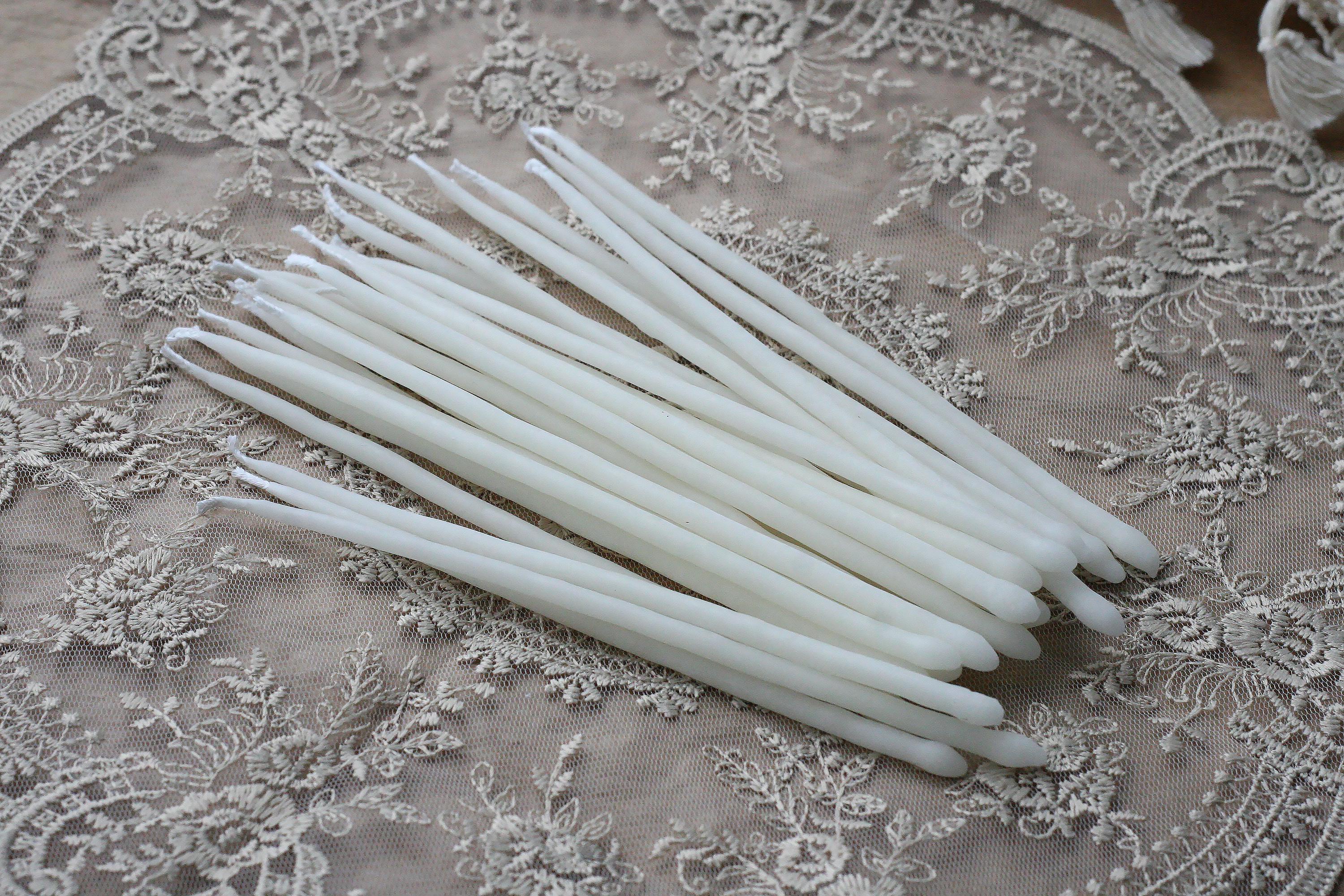 Hand Dipped Beeswax Taper Candles: Thin White Meditation Candles - Etsy