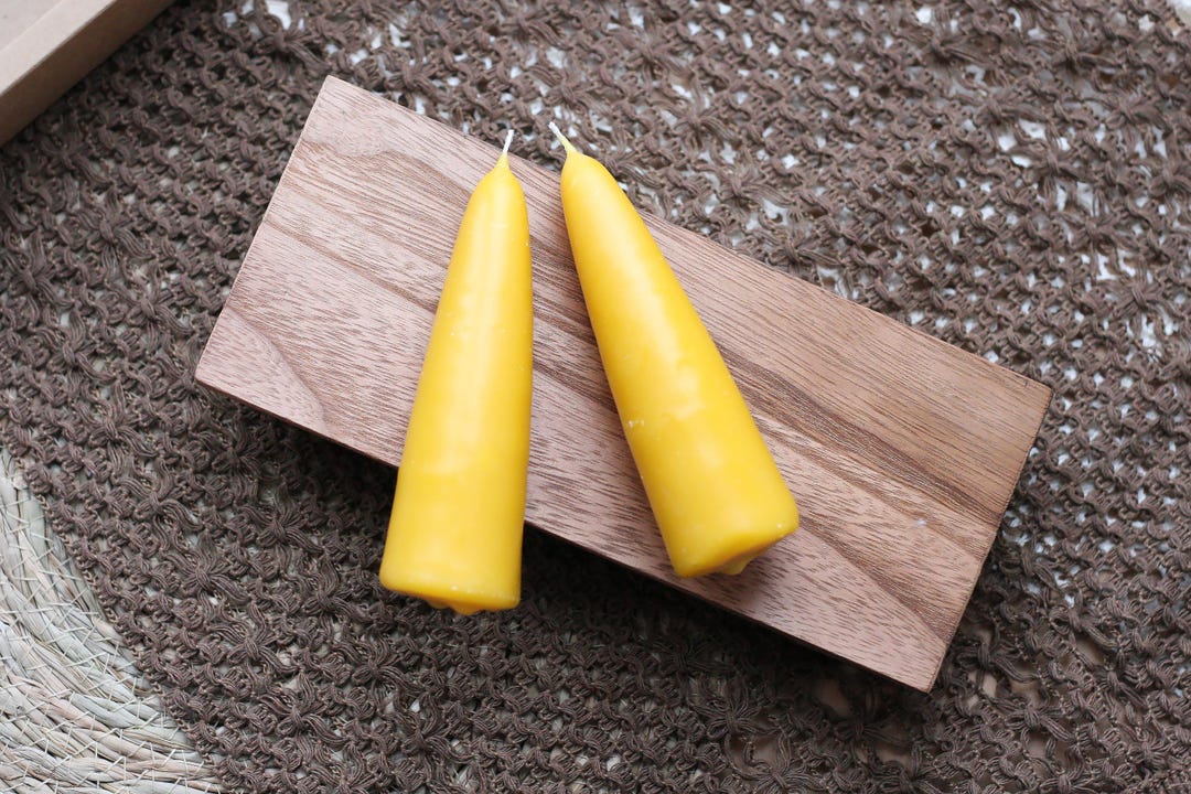 2-pack Hand-dipped Stubby Natural Beeswax Candles, Crafted Using ...